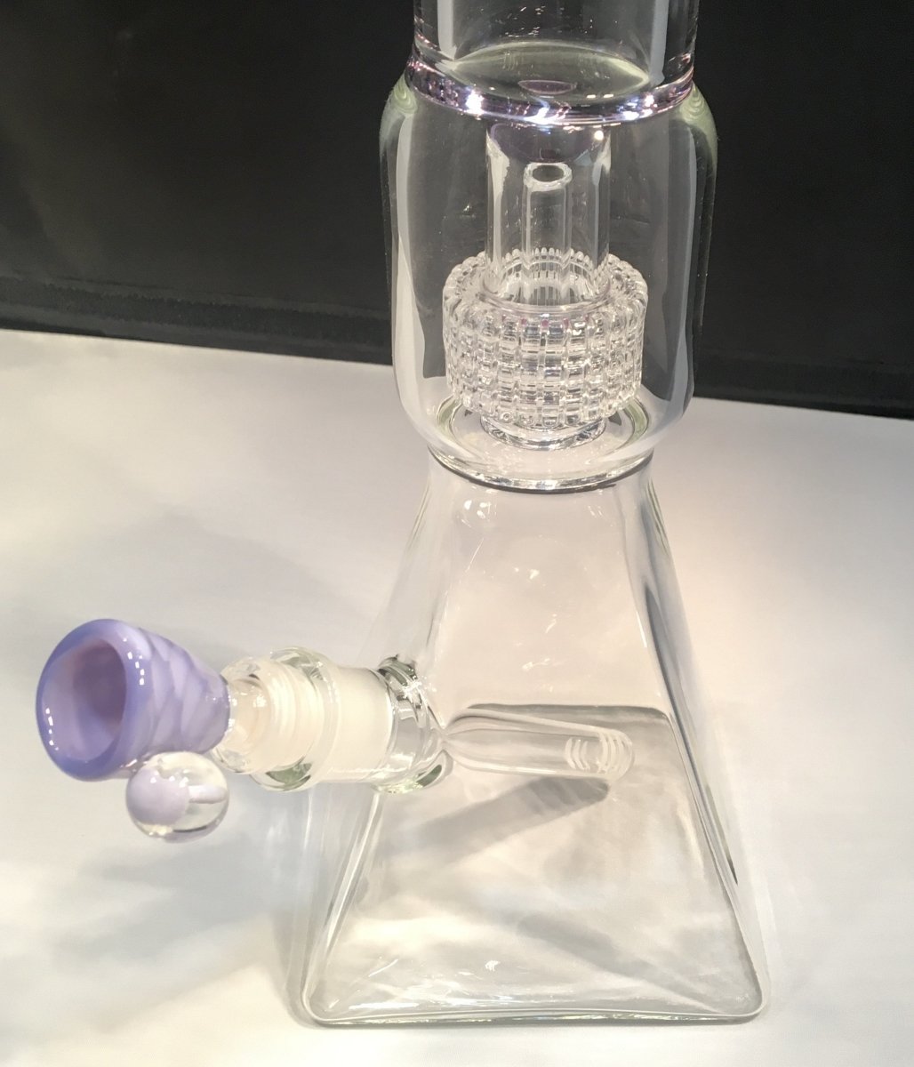 15 Inch Pyramid Base Water Pipe with Purple Accents – SGS